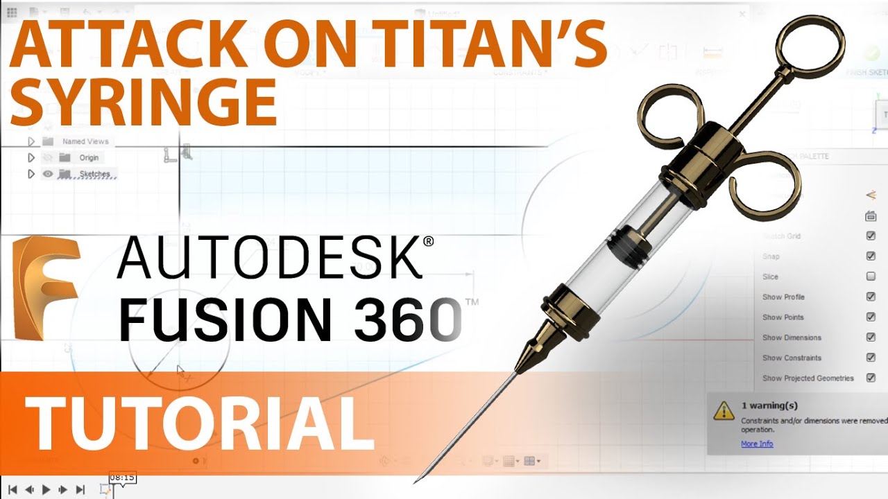 Fusion 360 Tutorial : make Attack On Titan syringe - YouTube
