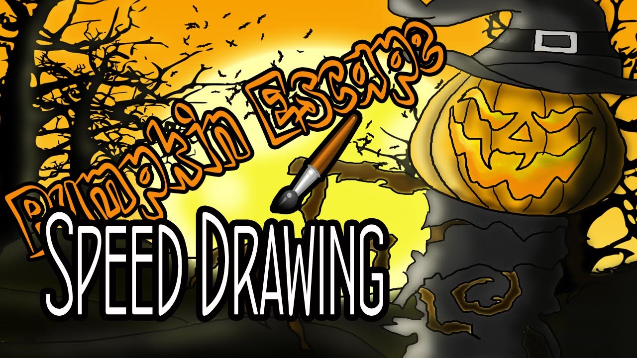 Speed Drawing Halloween Pumpkin Escape Photoshop - YouTube