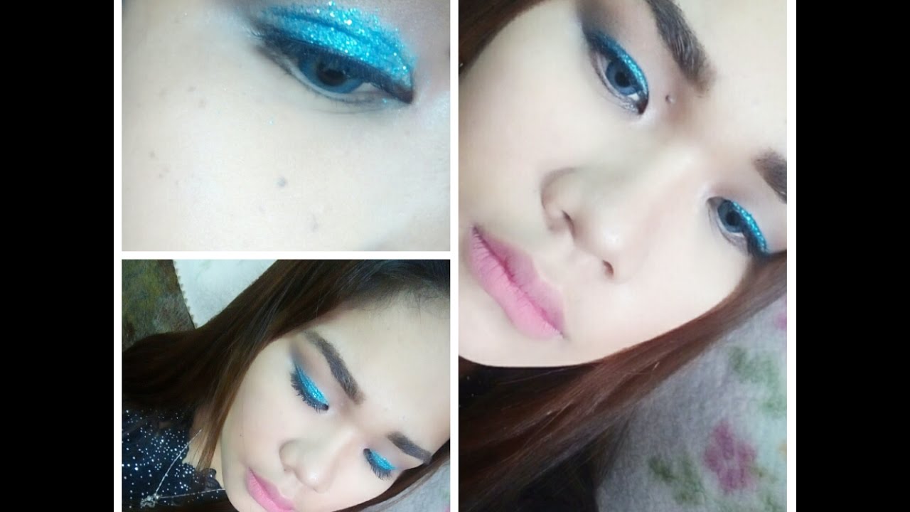 SOFT GLAM blue glitter/ Full Face Tutorial / CHENMARIEDY - YouTube