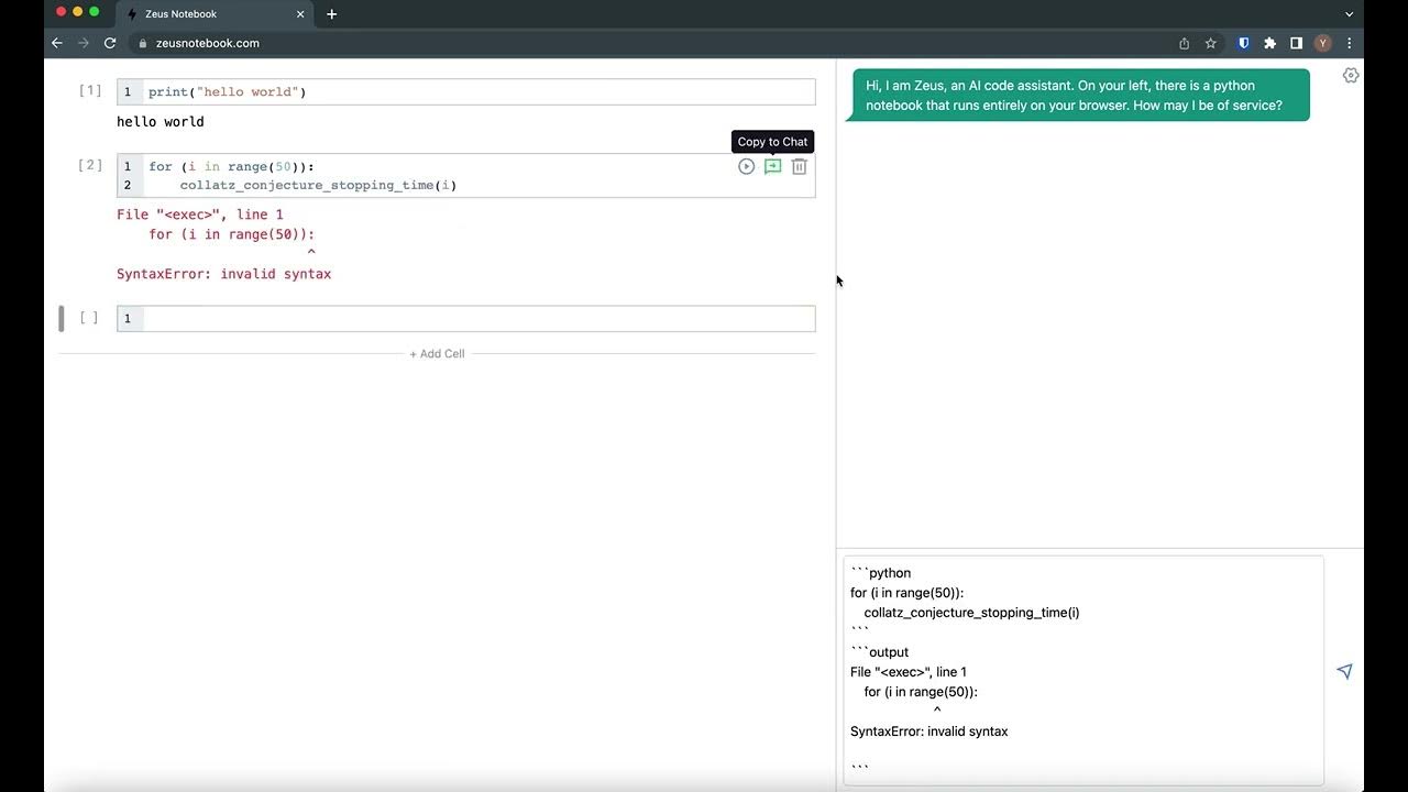 Zeus Notebook - An in-browser IPython notebook with GPT copilot - YouTube