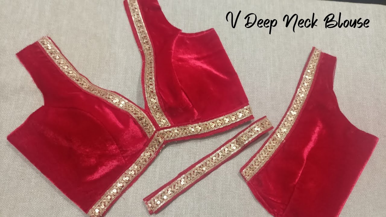 V Deep Neck Blouse Cutting | V Deep Neck Blouse | V Shape Deep Neck ...