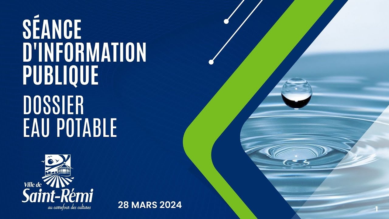 Saint Rémi - Séance d'information publique - Dossier eau potable - YouTube
