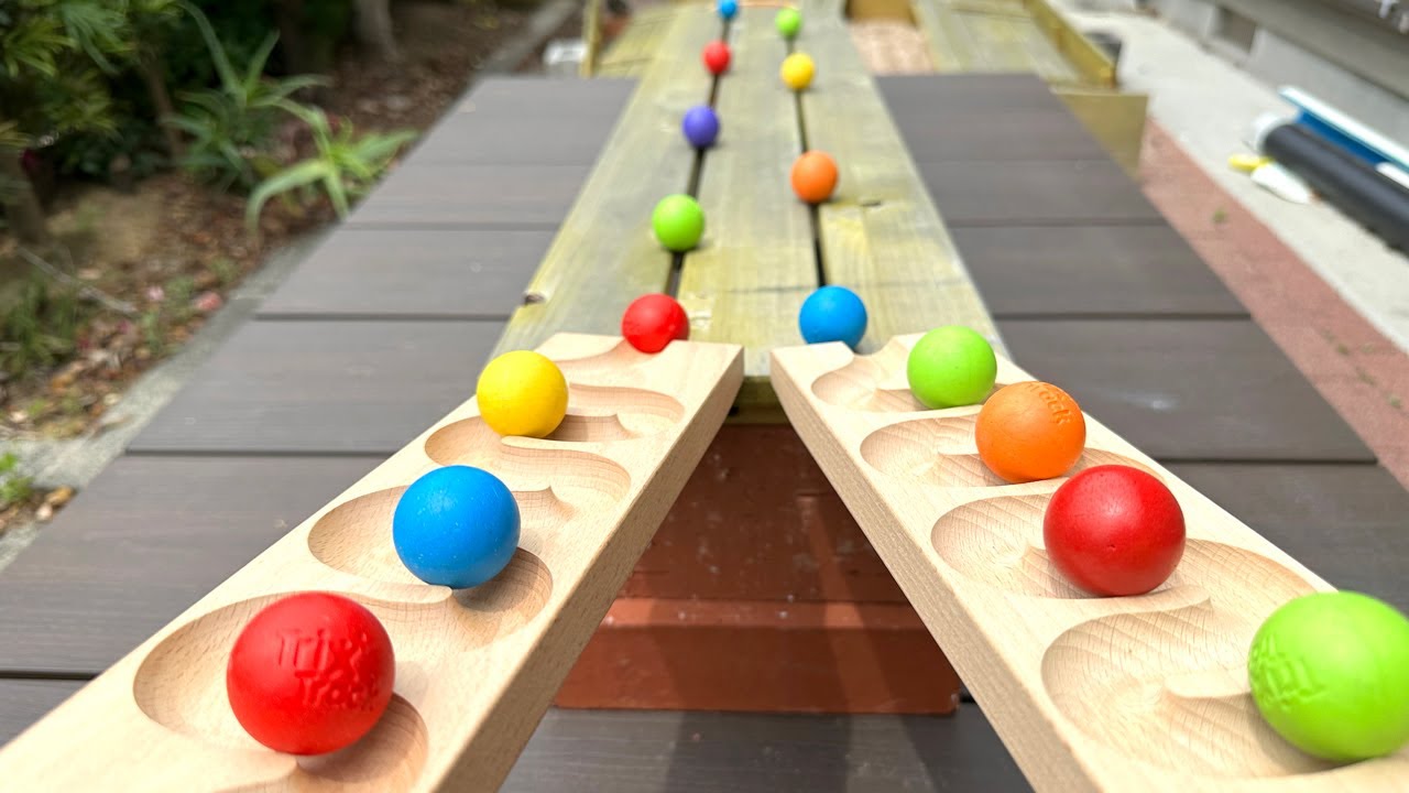 Marble run simple ☆ 2 lanes and 2 HABA wave slopes. - YouTube