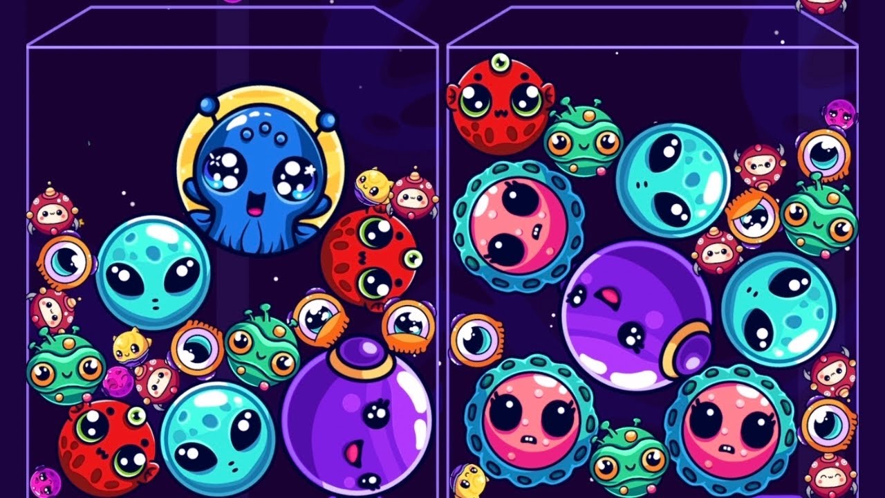 Alien Fusion Merge Puzzle ( Watermelon game ) Satisfying gameplay #33 ...