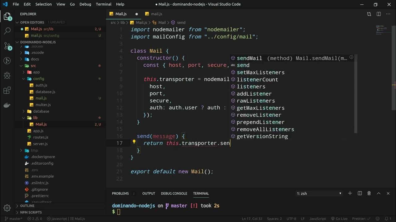 55 Configurando o Nodemailer e enviando emails no sistema - YouTube