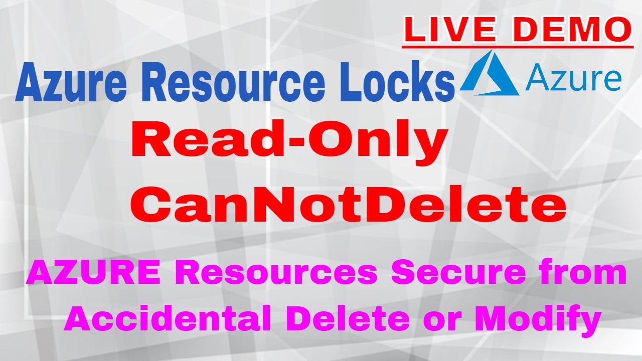 DEMO Azure Locks on Resource Group - Read-Only CanNotDelete - YouTube