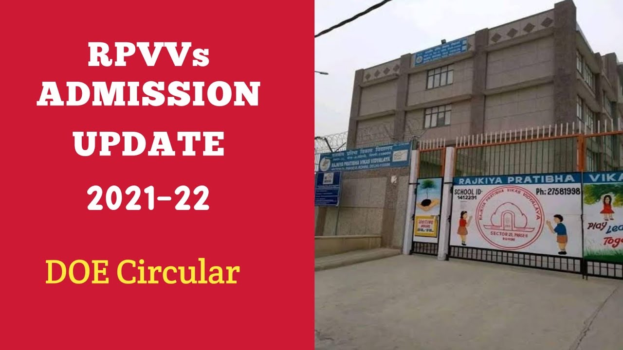 Delhi Govt. School Admission Update | RPVV School Admission News | DoE ...