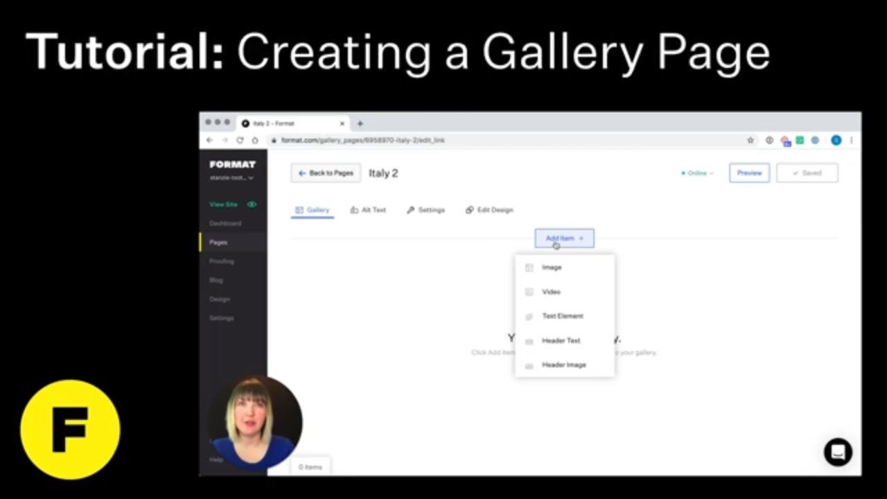 How to Create a Gallery Page on Your Format Website - YouTube