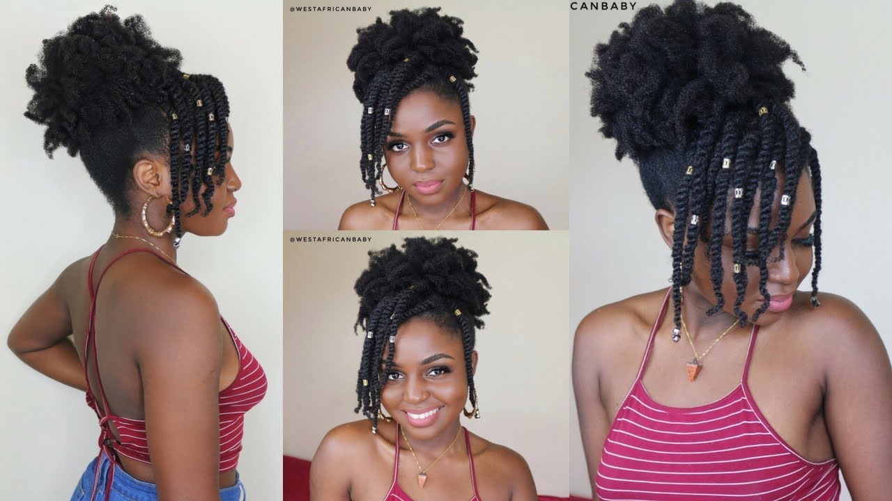 Twist and high Puff protective style on 4C NATURAL Hair | Ganja Burn ...