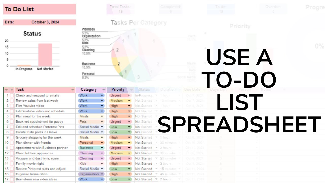 How to Stay Organized: The Ultimate To-Do List Spreadsheet! - YouTube