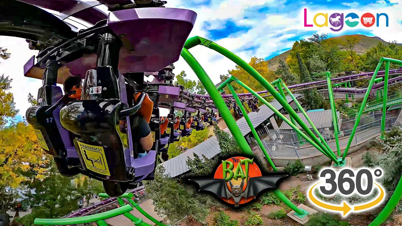 VR 360 The Bat Roller Coaster On Ride Back Seat POV Lagoon Amusement Park 2023 09 30 - YouTube