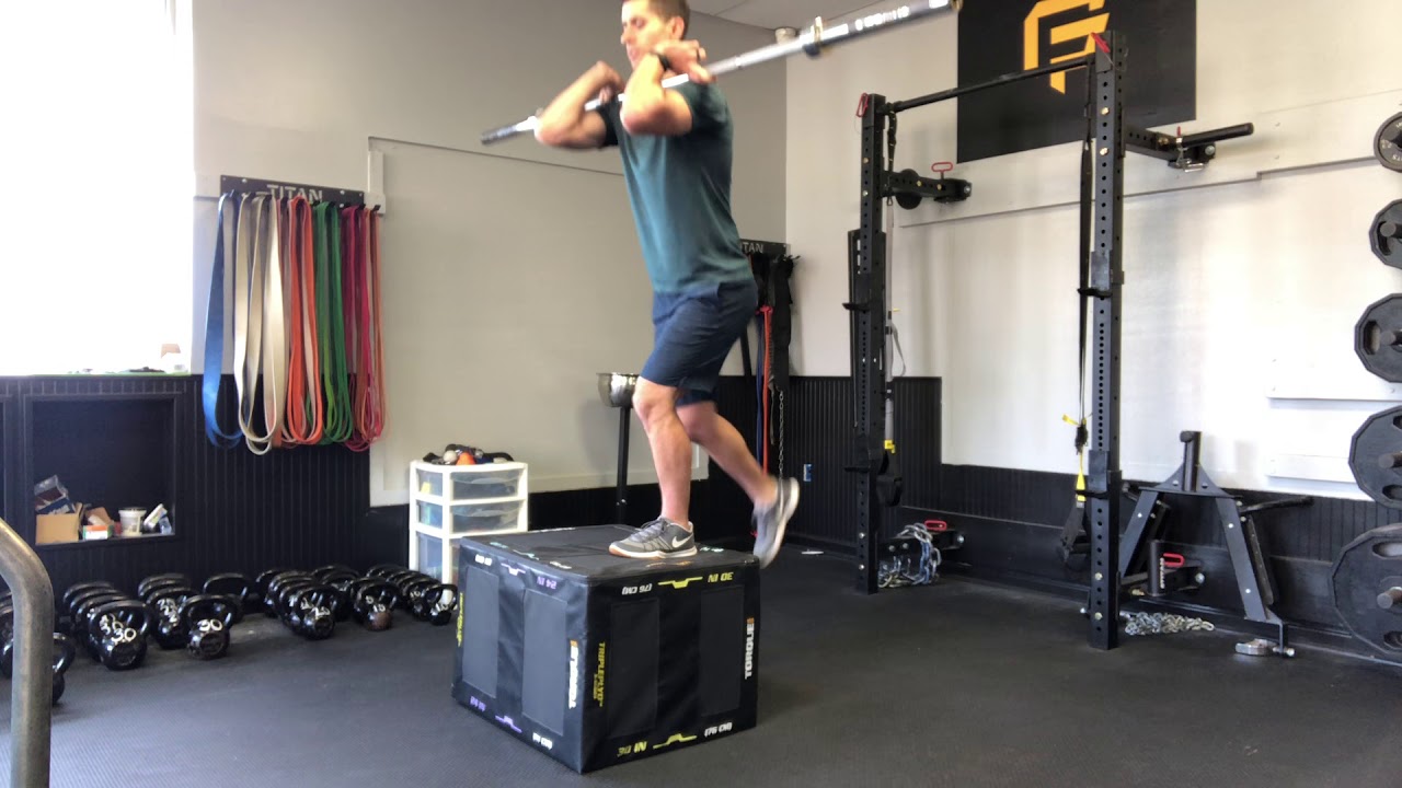Barbell front loaded step up - YouTube