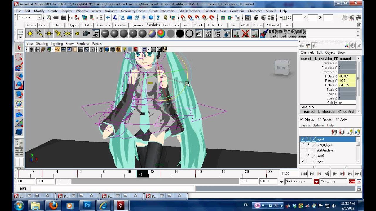 Miku walk cycle tutorial part 2 - YouTube