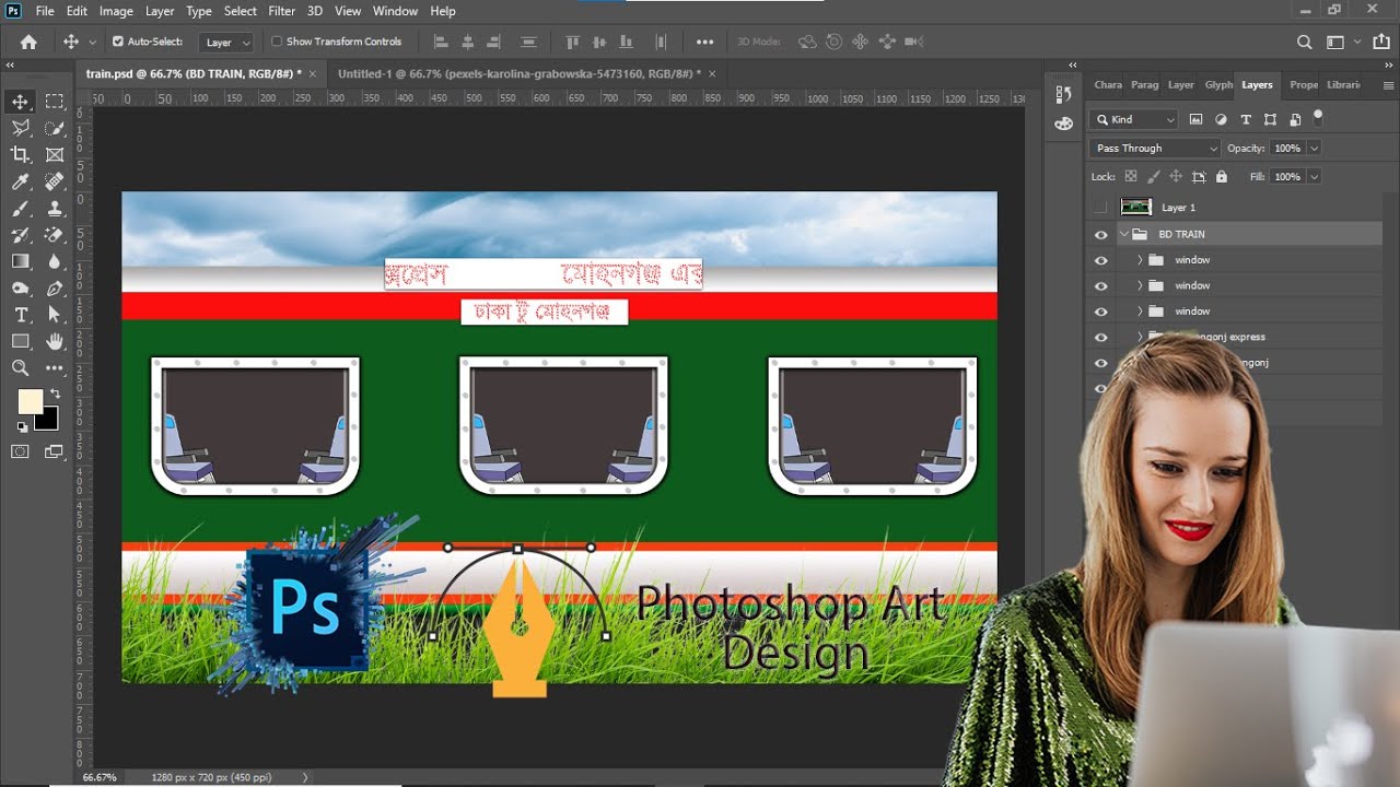 Photoshop train design । graphicsbid - YouTube