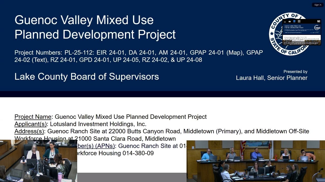 Board of Supervisors Tues Mtg 08-26-25 · Guenoc Valley Development Agmt ...