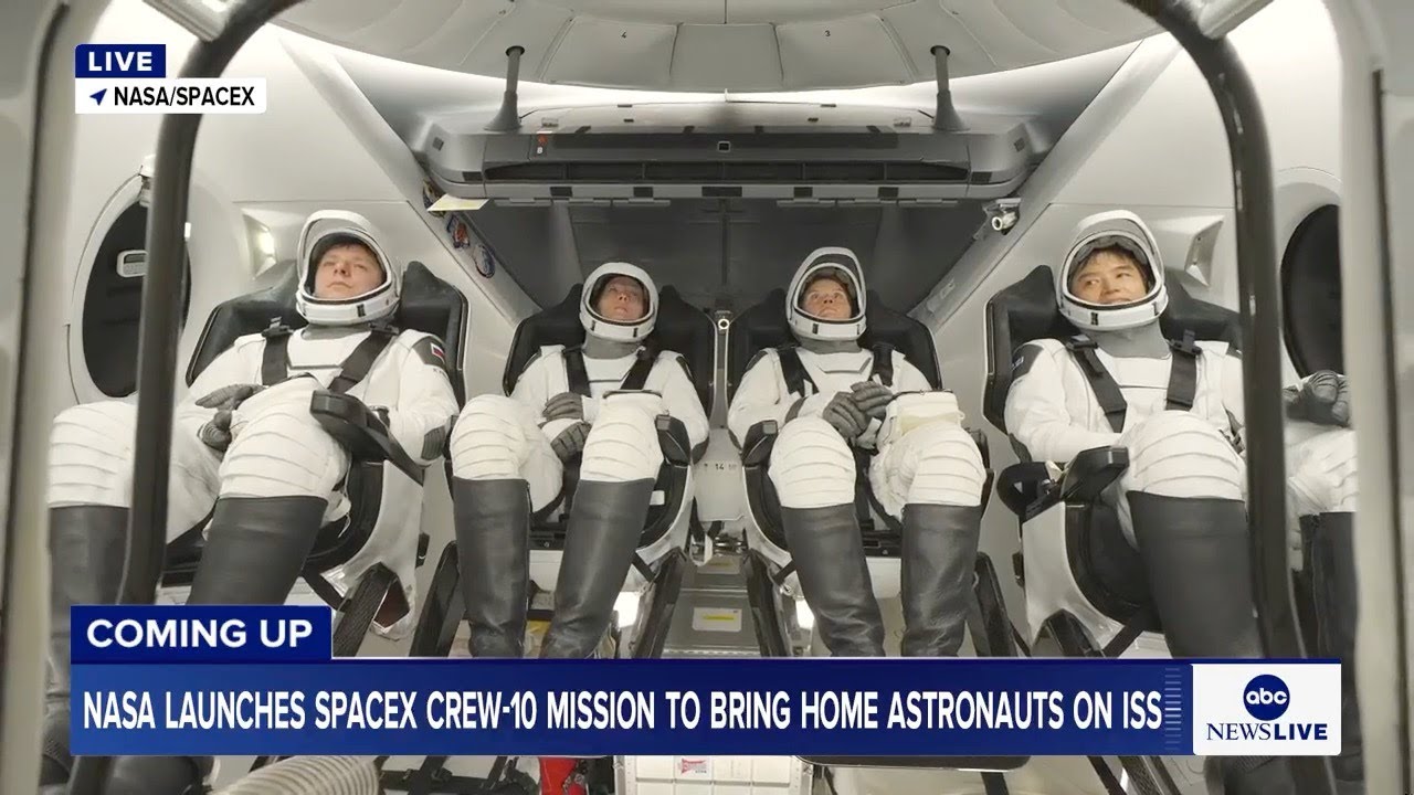 NASA launches SpaceX Crew-10 mission to bring home astronauts on ISS ...