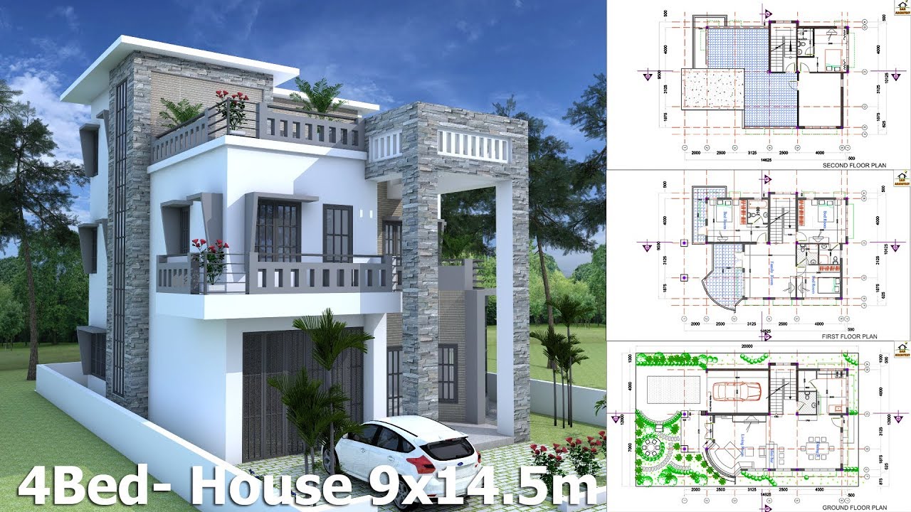 House Design Plan 9x14.5m With 4 Bedrooms - YouTube