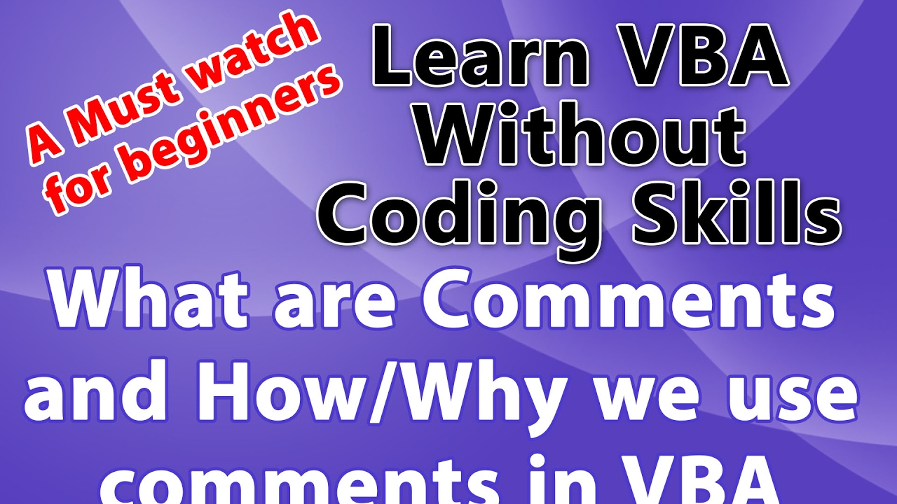 Comments In VBA YouTube Comments In VBA YouTube