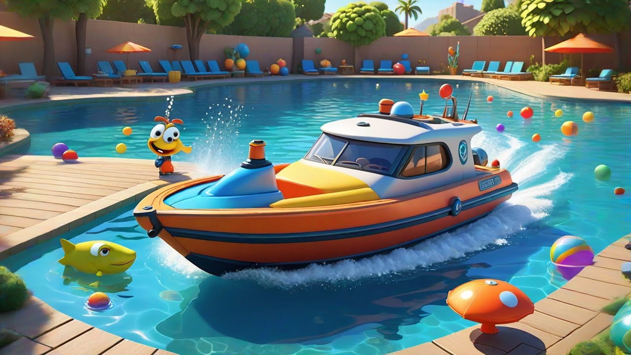 Seven Toy Boats Float in a Pool | Fun Counting and Water Song for Kids ...