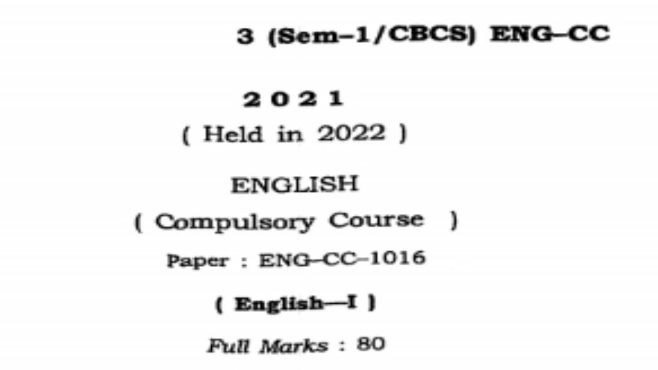 BA First Semester English Compulsory Course Question 2021-2022 Gauhati ...