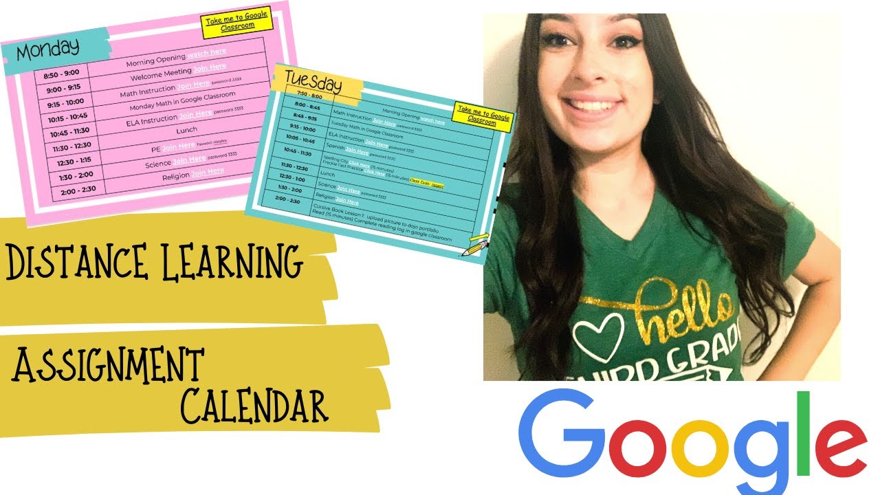 Distance Learning Set Up | Weekly Calendar | EASY Student Use | Third ...
