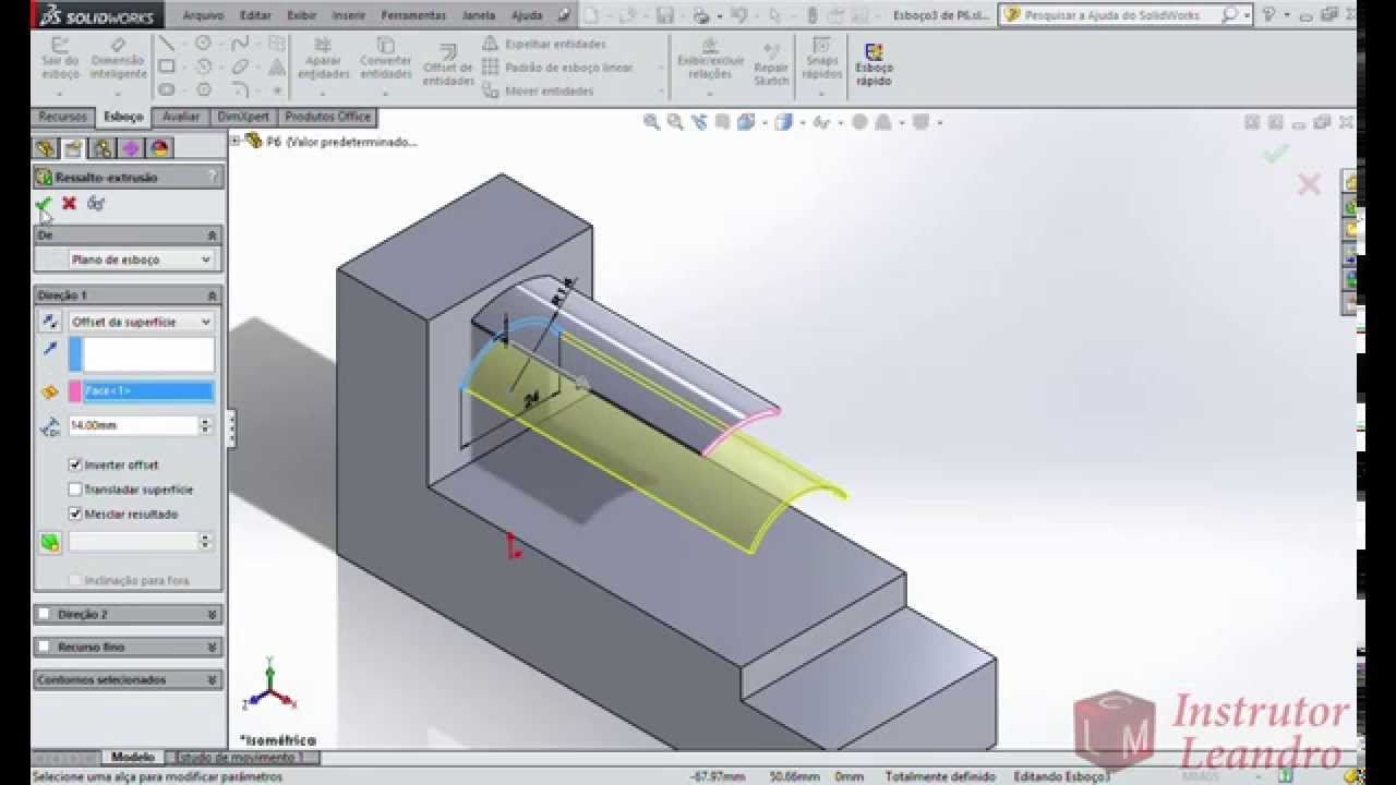 Offset de superfície - SolidWorks - Exercício P6 - YouTube