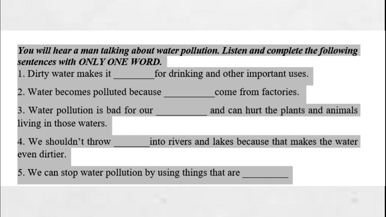 #1 English listening - water pollution english 8 - YouTube