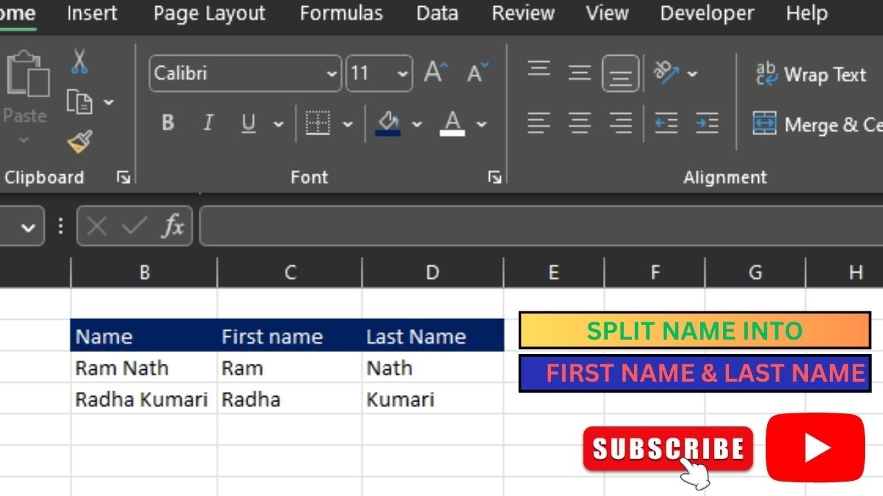 Excel How To Split Name Into First Name Last Name YouTube Excel How To Split Name Into First Name Last Name YouTube