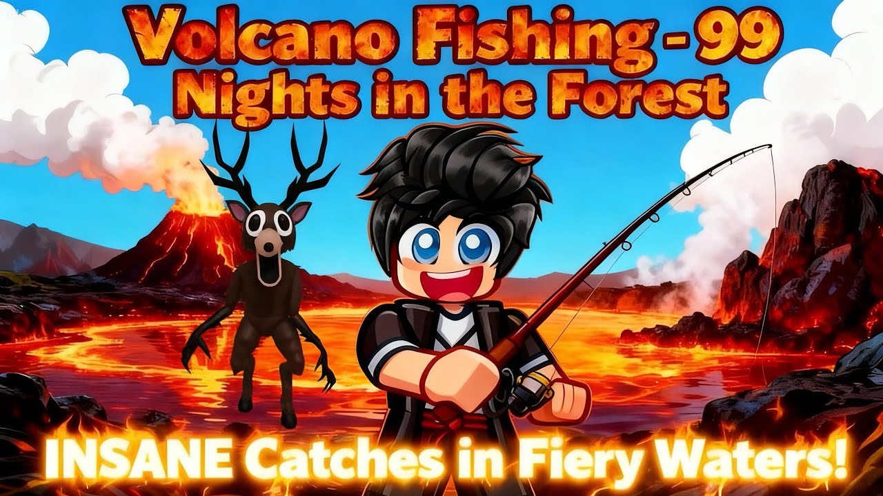 Fishing in Volcanic Biome?! It Actually Works! 99 Nights in the forest ...