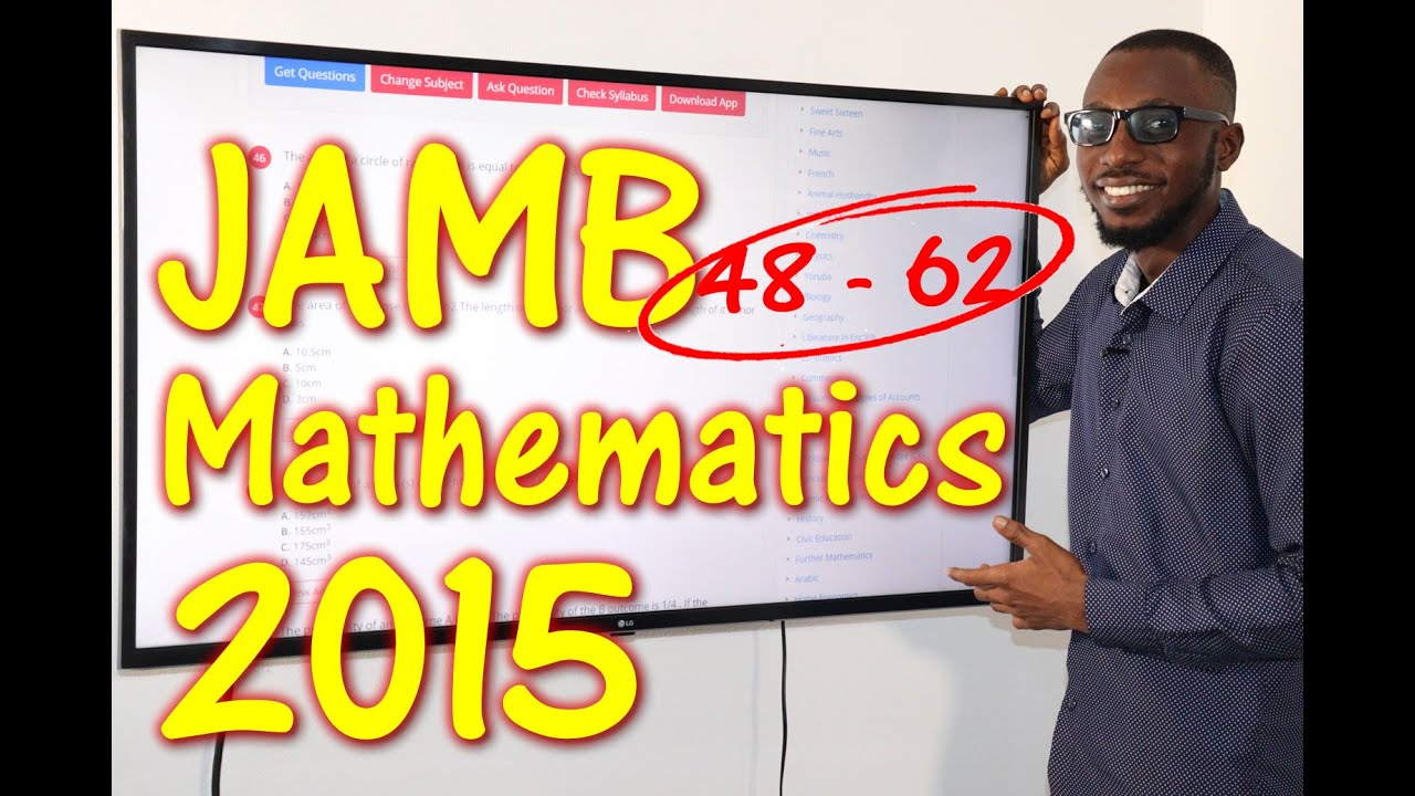 JAMB CBT Mathematics 2015 Past Questions 48 - 62 - YouTube