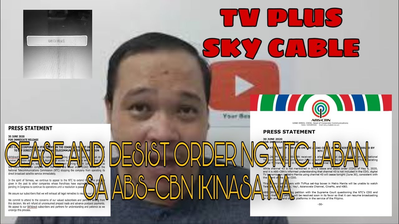 CEASE AND DESIST ORDER SA TV PLUS AT SKY CABLE NG ABS-CBN || IPINATIGIL ...