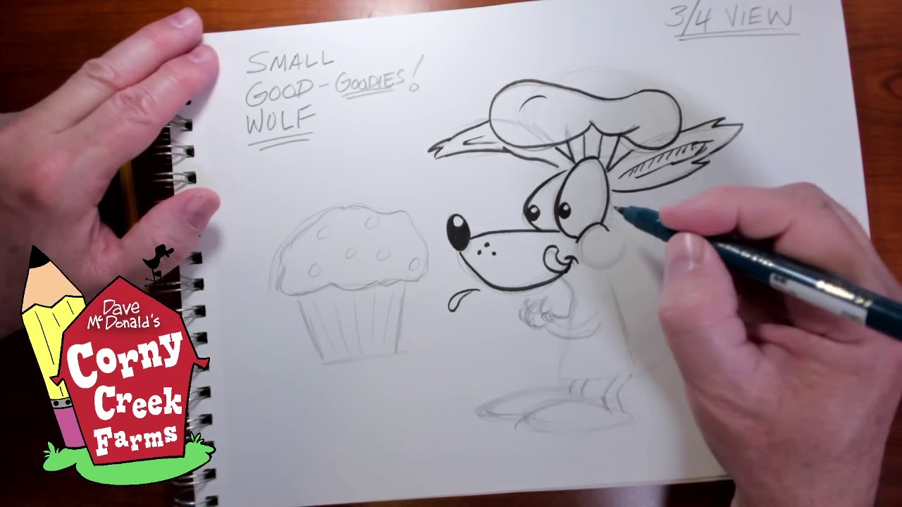 Dave McDonald's How to Draw Cartoons #86: The Small GOOD Wolf!! - YouTube