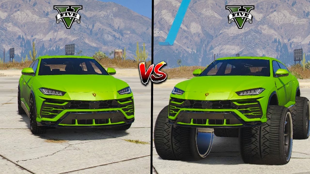 GTA 5 Normal Lamborghini Urus Car Vs GTA 5 Monster Lamborghini Urus Car ...
