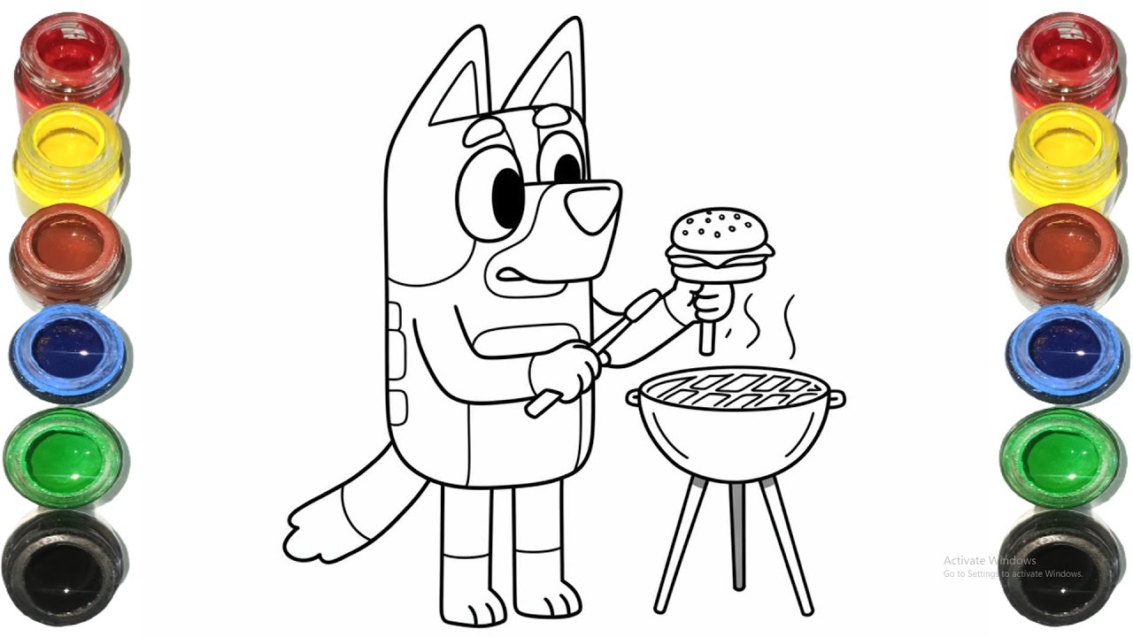 Cute Bluey Drawing for kids, Painting & Coloring for kids, Toddlers ...