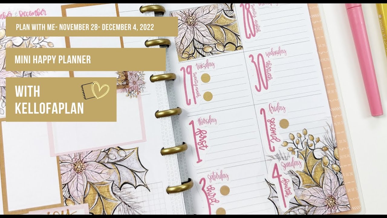 Plan with Me- Mini Happy Planner- Nov 28-Dec 4, 2022 - YouTube