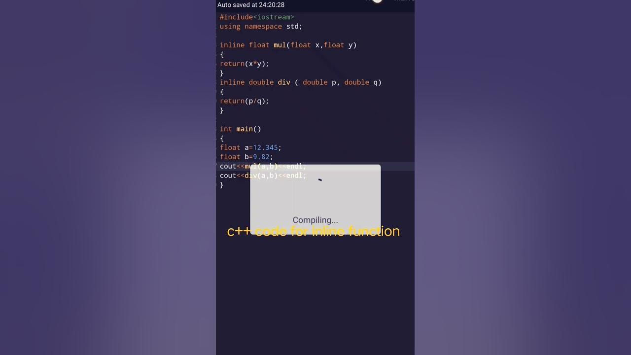 C Code For Inline Function Cpp Code Forinline Functionk8 Youtube