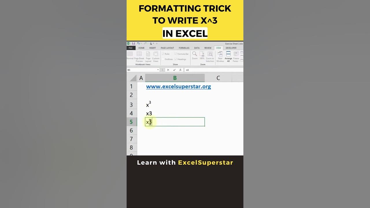 Formatting Trick To Write X 3 In Excel Excelformatting Formulashortcuts Excelshorts Youtube