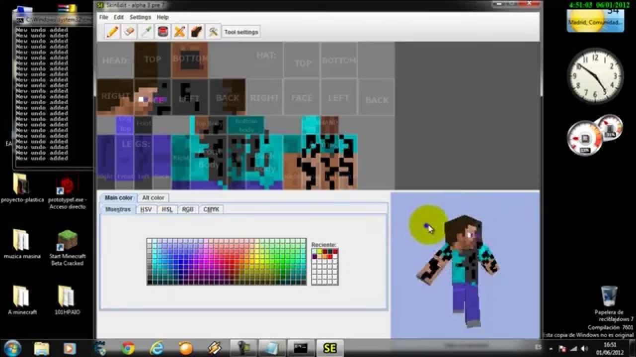 tutorial minecraft 1.8.5 y 1.2.5 cambia de skim - YouTube