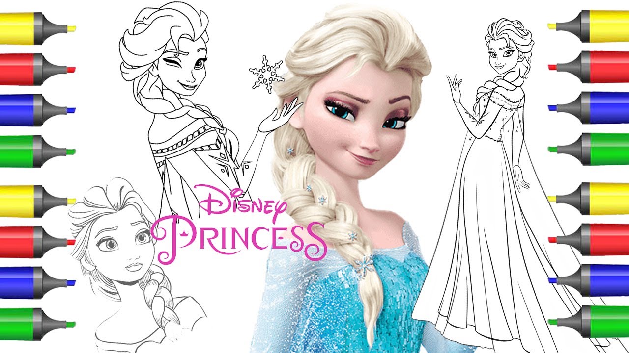 How to color Elsa from the cartoon Frozen - YouTube