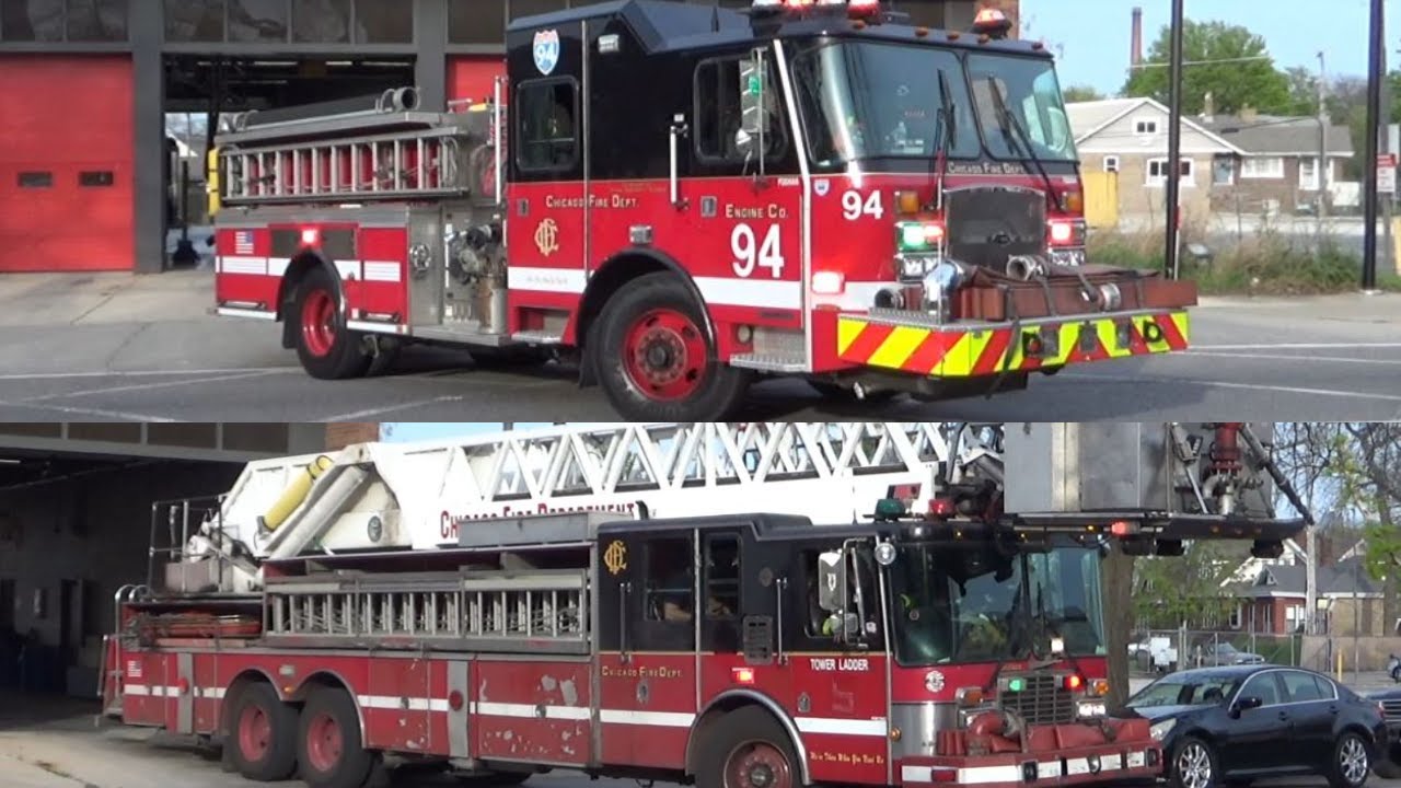Chicago Fire Dept Engine 94 & Tower 23 Responding - YouTube