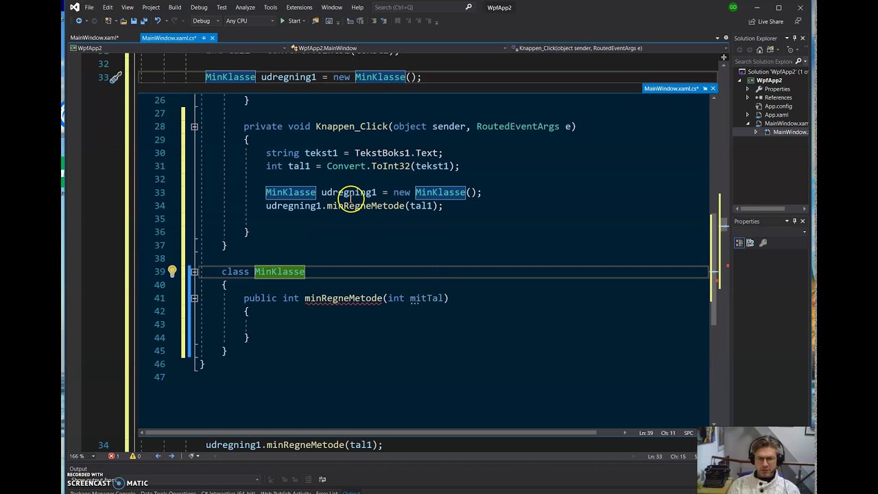 Brug af klasse og metoder i Visual Studio - C# - YouTube