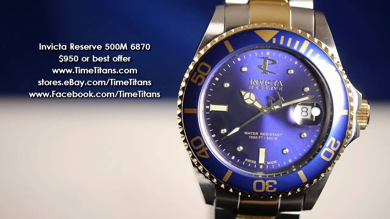 Invicta Reserve 500M Blue Diver Ref. 6870 - YouTube