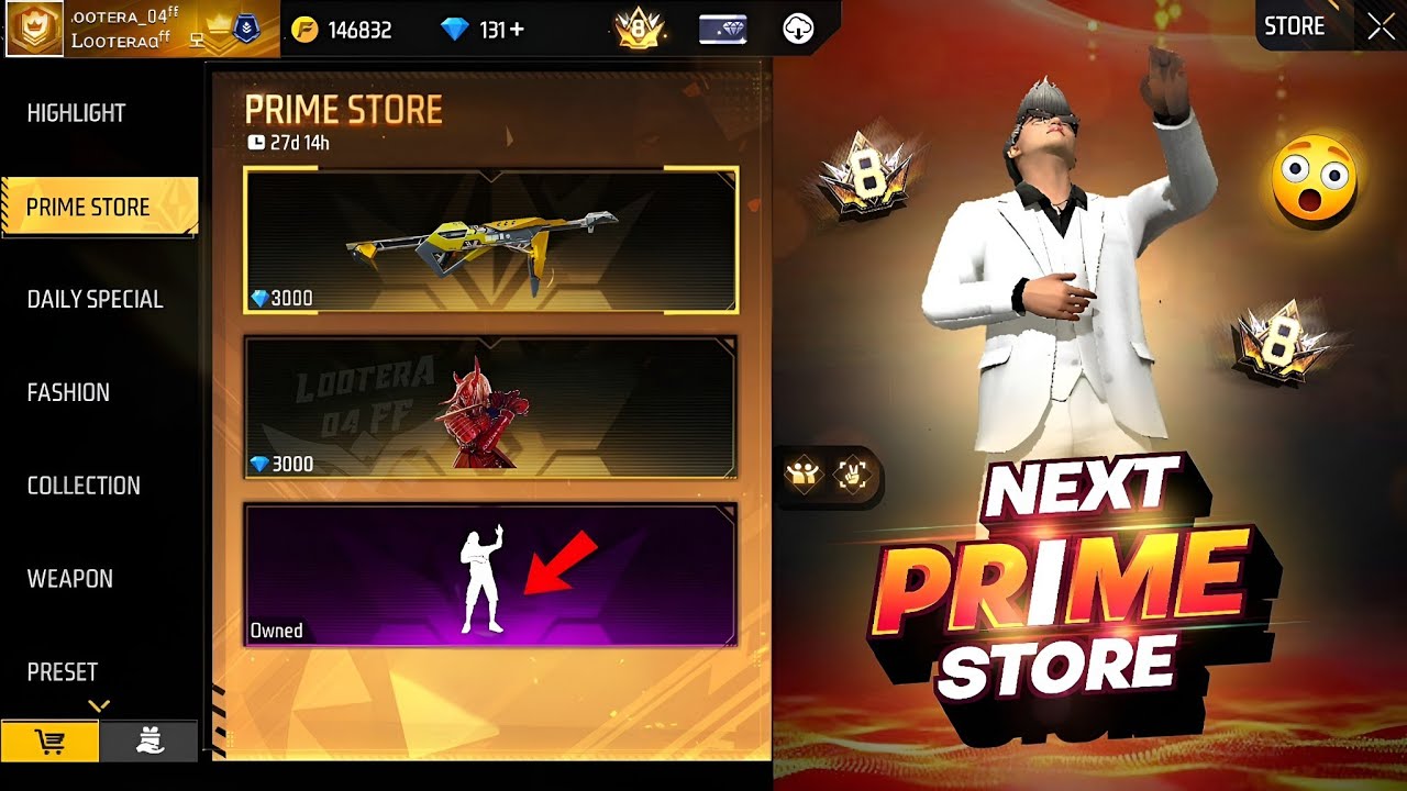 Prime Store Next Rewards 🤯💥| Lol Emote Return, Poker Mp40 Return | Free ...