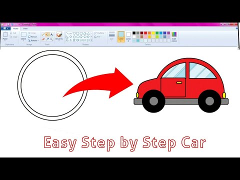How to draw Beautiful Car easily step by step in ms paint /-