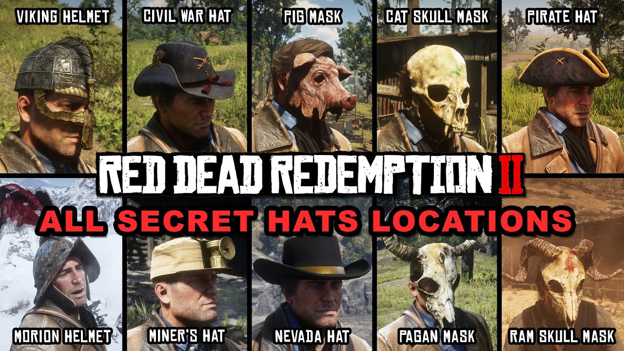 All Secret Hats Locations - Red Dead Redemption 2 - YouTube