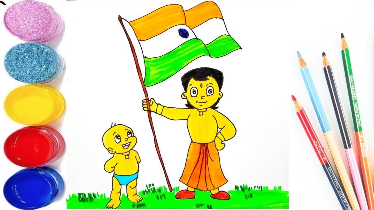 CHHOTA BHEEM AUR RAJU #drawing #chotabheem #chhotabheem #kids #easy # ...