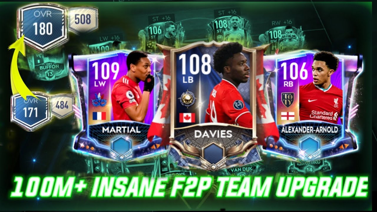 OMG🤯!! INSANE 100M+ F2P TEAM UPGRADE | 180 OVR REACHED | FIFA MOBILE 21 ...