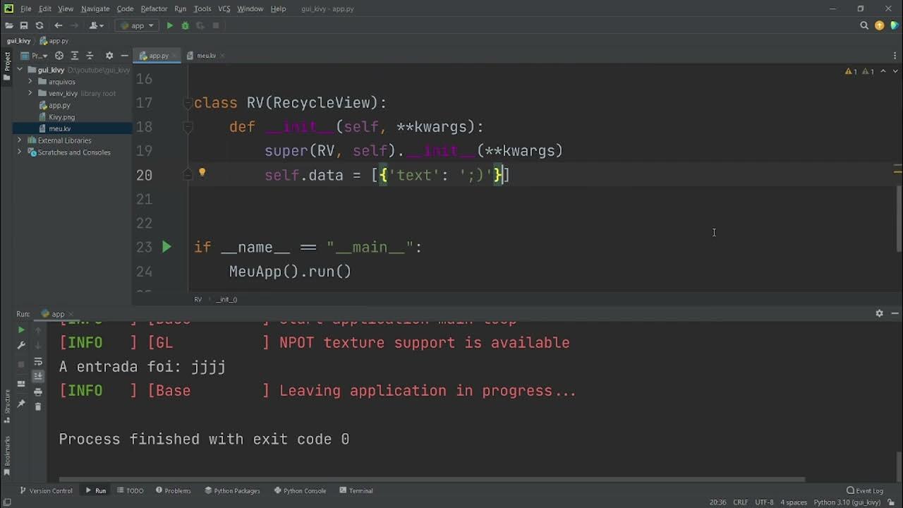 322 - Criando uma lista dinâmica com RecycleView no kivy Python - YouTube