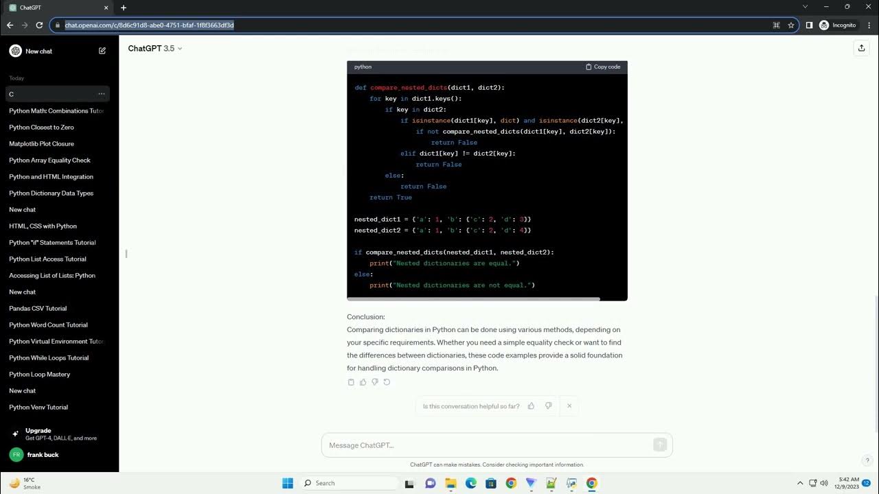 compare to dictionary python - YouTube