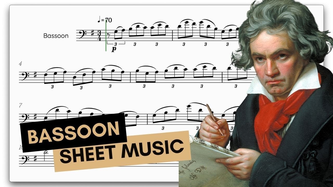 🌕 How to play Moonlight Sonata | easy bassoon sheet music | Beethoven ...